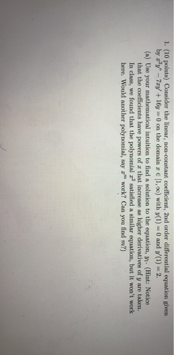 Solved 1. (10 points) Consider the linear, non-constant | Chegg.com