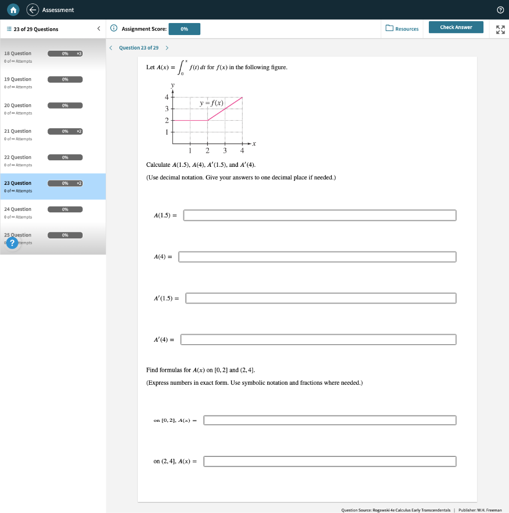 Solved Let A(x)=∫0xf(t)dt for f(x) in the following figure. | Chegg.com Solved Let A(x)=∫0xf(t)dt for f(x) in the following figure. | Chegg.com