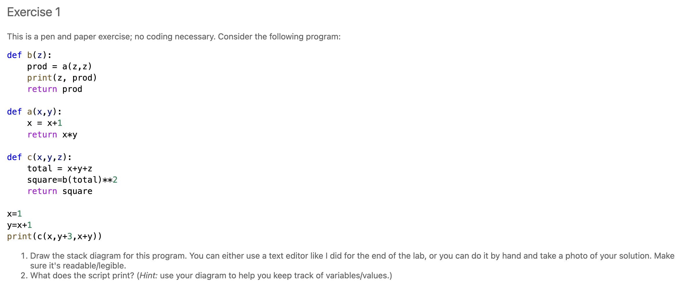 Solved This is a pen and paper exercise; no coding | Chegg.com