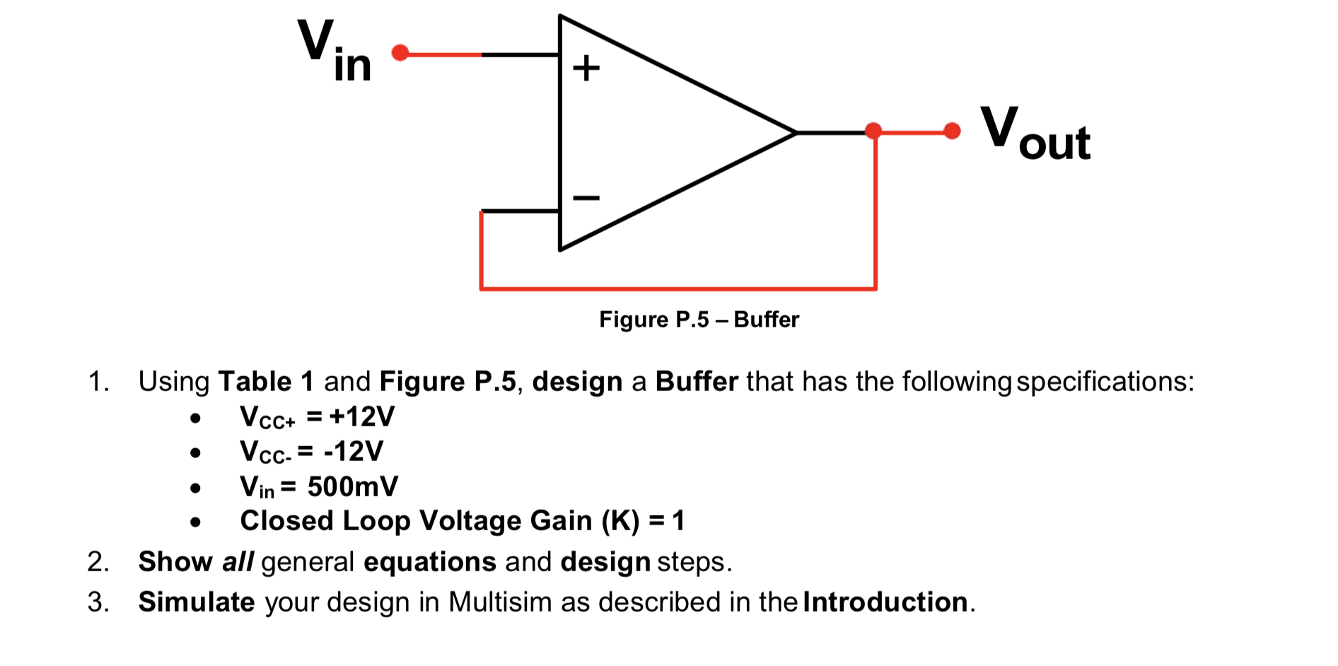 Solved Vin Vout Figure P.5 – Buffer 1. Using Table 1 and | Chegg.com