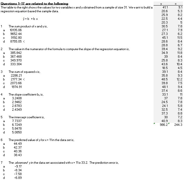 Solved X Questions 1 17 Are Related To The Following The 