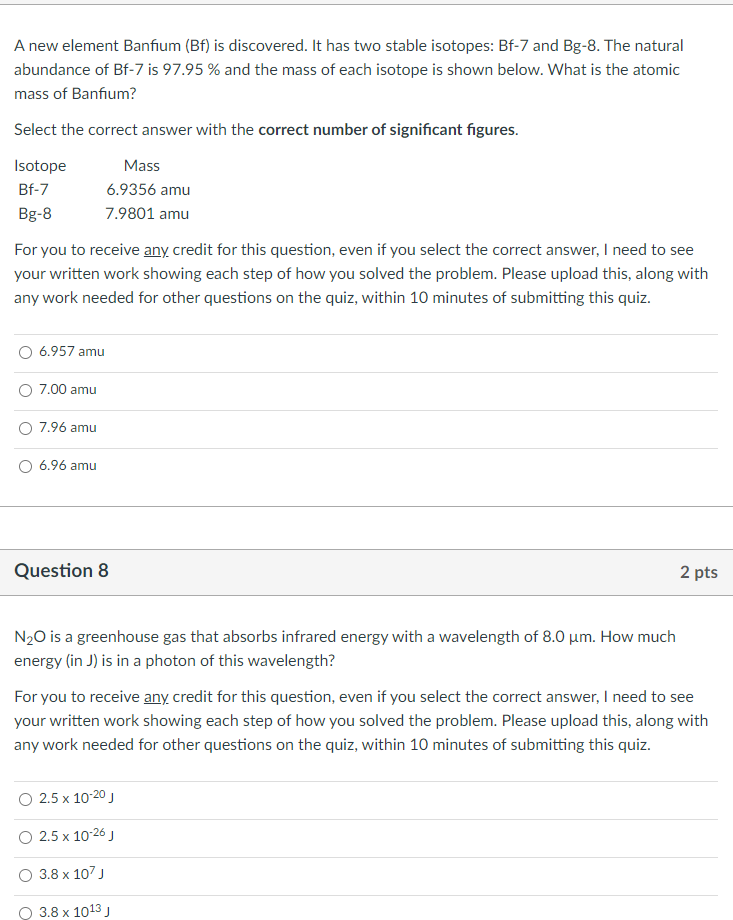 Solved A new element Banfium (Bf) is discovered. It has two | Chegg.com