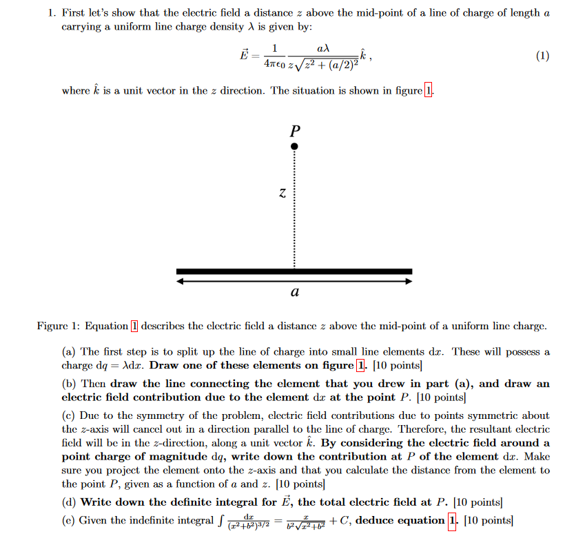 Solved 1. First let's show that the electric field a | Chegg.com