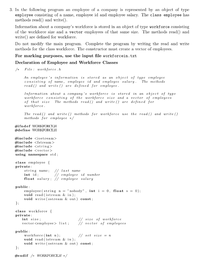 Solved 3. In the following program an employee of a company | Chegg.com