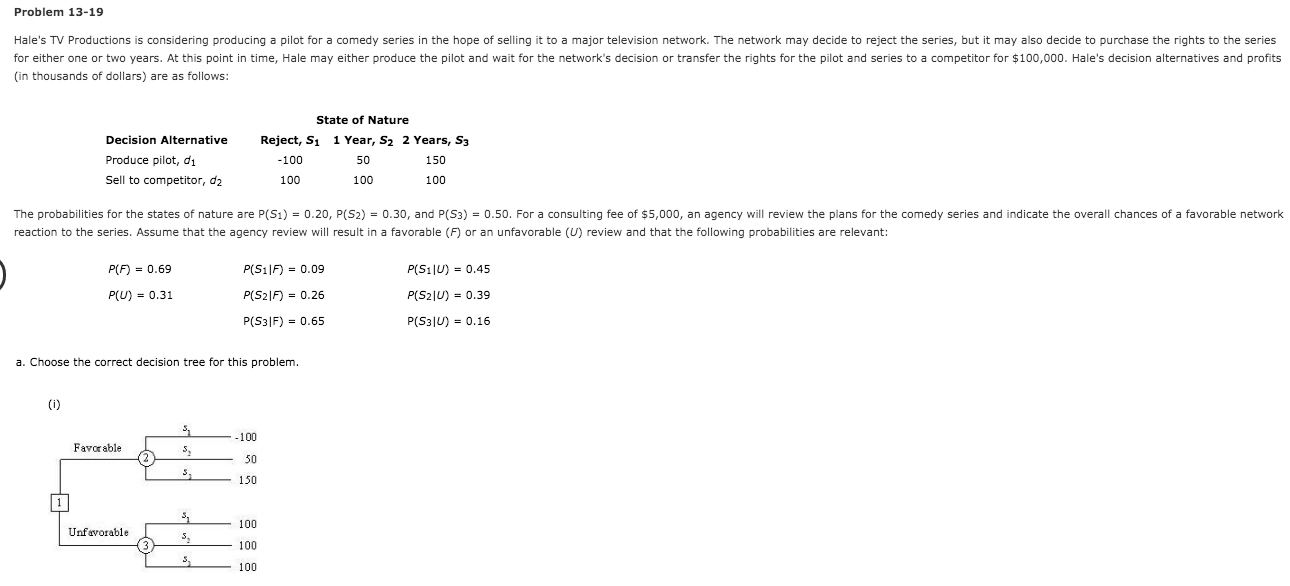 Solved Problem 13-19 Hale's TV Productions is considering | Chegg.com