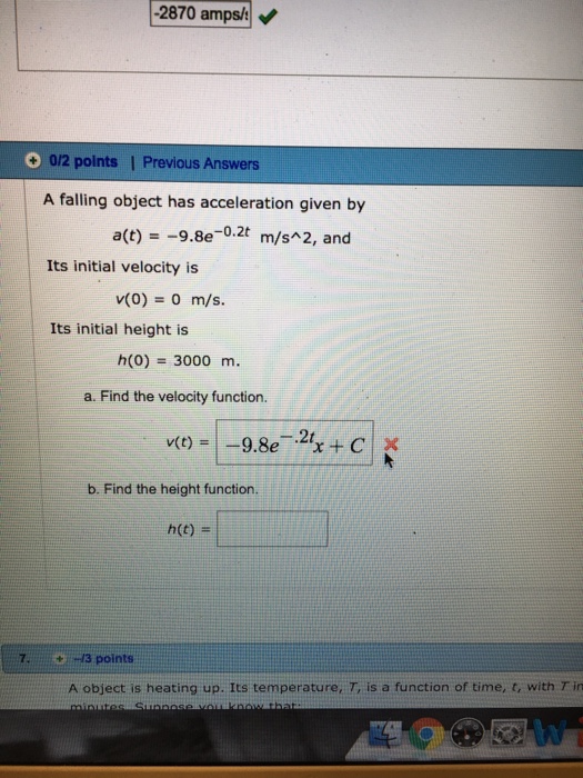 Solved 2870 amps/ + 0/2 polnts | Previous Answers A falling | Chegg.com Solved 2870 amps/ + 0/2 polnts | Previous Answers A falling | Chegg.com