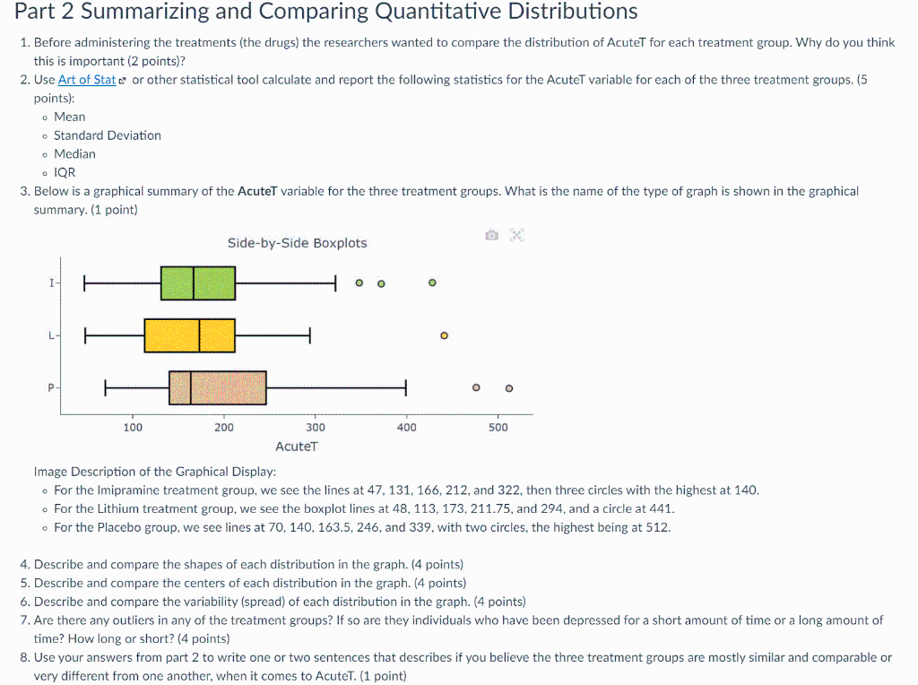 Part 2 Summarizing and Comparing Quantitative | Chegg.com