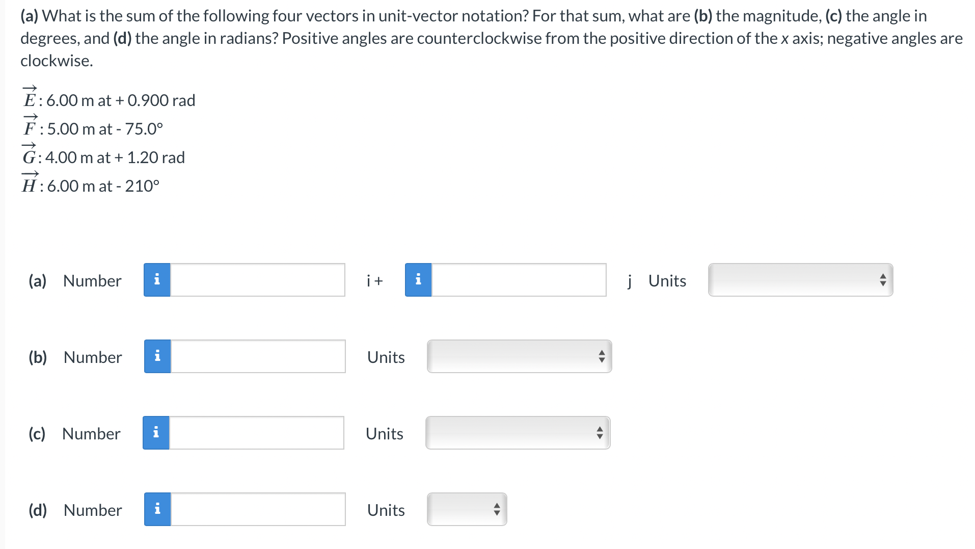 Solved (a) What is the sum of the following four vectors in | Chegg.com