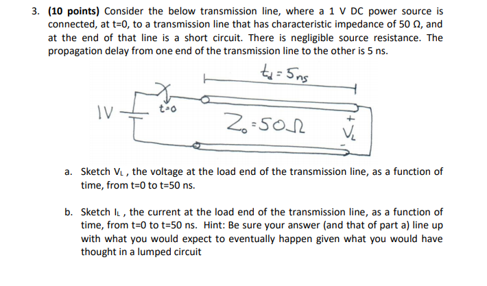 Solved 3. (10 points) Consider the below transmission line, | Chegg.com
