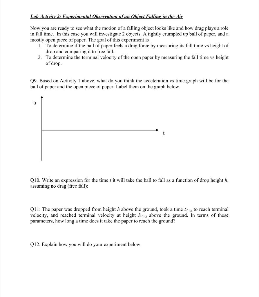 Solved Lab Activity 2: Experimental Observation of an Object | Chegg.com