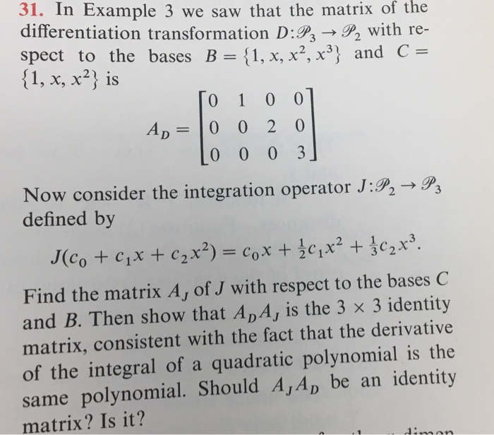 Solved 31. In Example 3 we saw that the matrix of the | Chegg.com