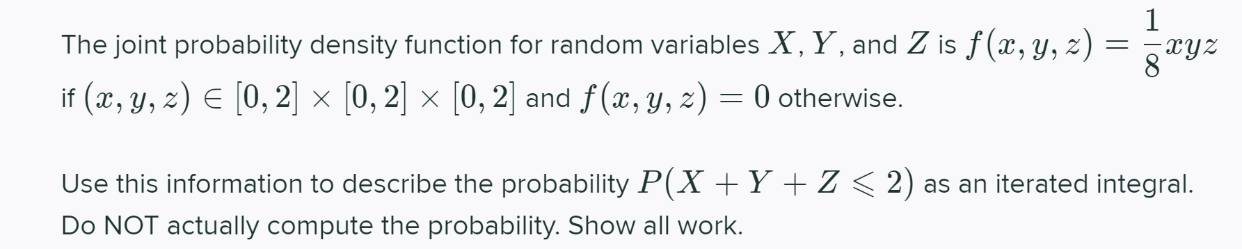 Solved 1 = The joint probability density function for random | Chegg.com