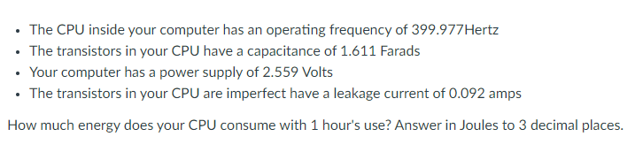 Solved - The CPU inside your computer has an operating | Chegg.com