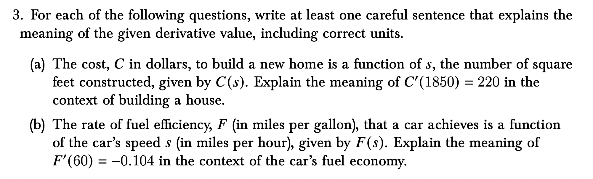 Solved 3. For each of the following questions, write at | Chegg.com