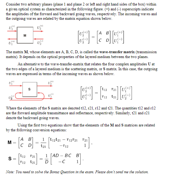 Consider two arbitrary planes (plane 1 and plane 2 or | Chegg.com