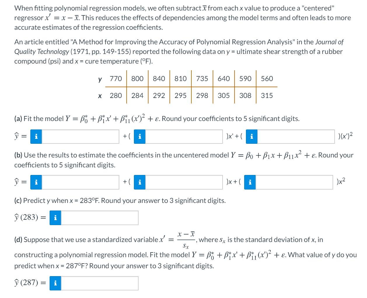 When fitting polynomial regression models, we often | Chegg.com