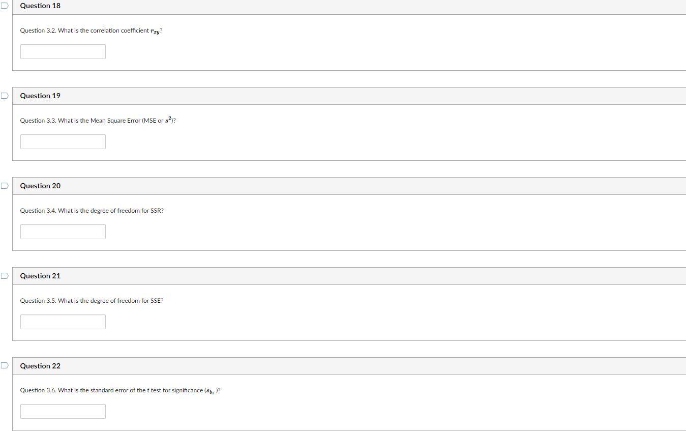 Solved Question 17 Problem 3. Part of an Excel output | Chegg.com