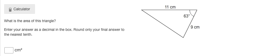 Solved 11 cm Calculator 63 What is the area of this | Chegg.com