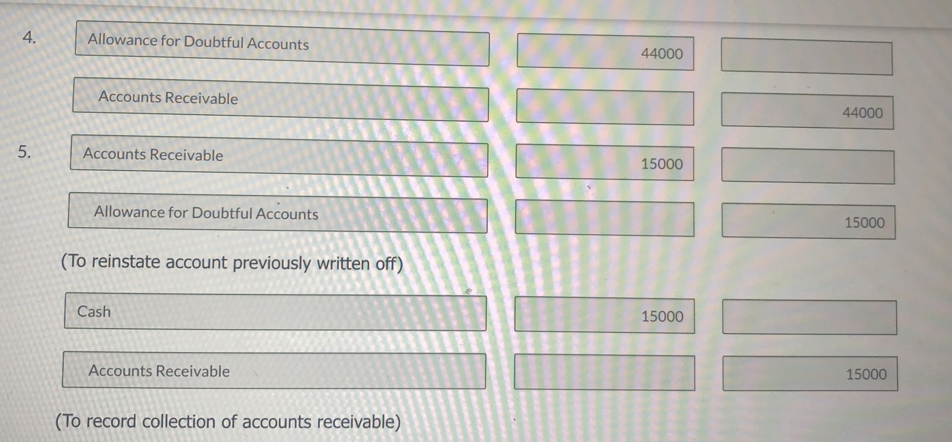 Solved 4. Allowance for Doubtful Accounts Accounts | Chegg.com
