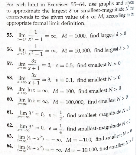 Solved For each limit in Exercises 55-64, use graphs and | Chegg.com