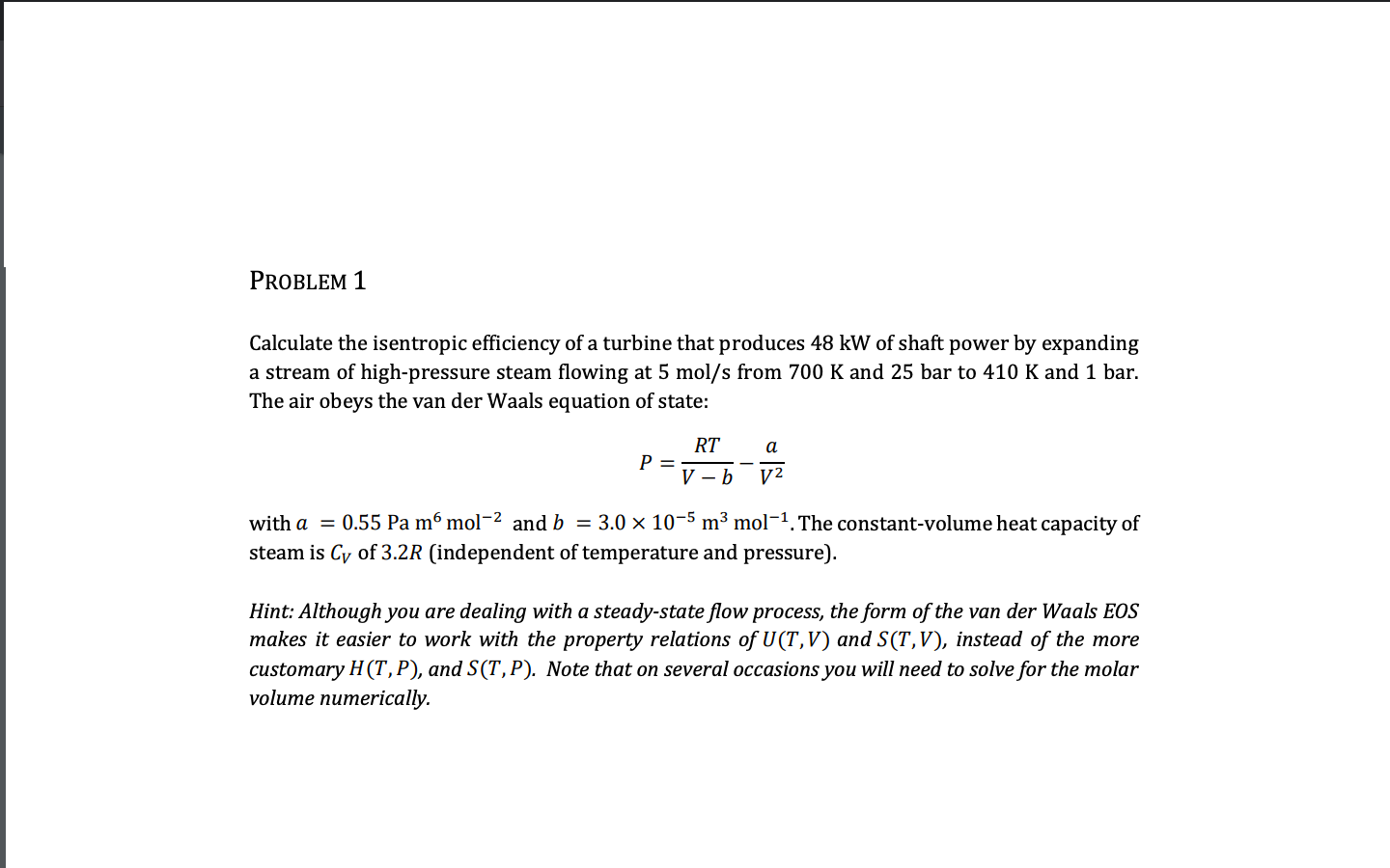 Solved PROBLEM 1 Calculate the isentropic efficiency of a | Chegg.com