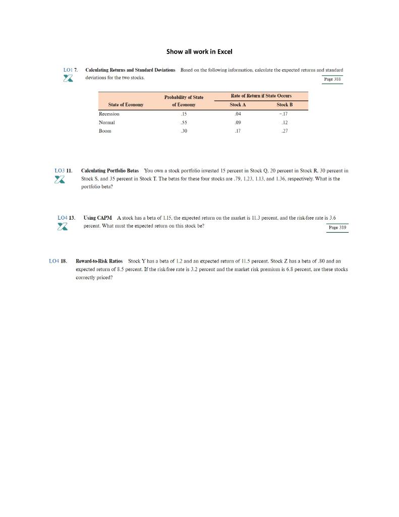 Solved Lo1 7 Calculating Returns And Standard Deviations