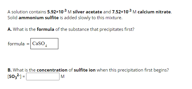 Solved A solution contains 5.92×10-3 M silver acetate and | Chegg.com