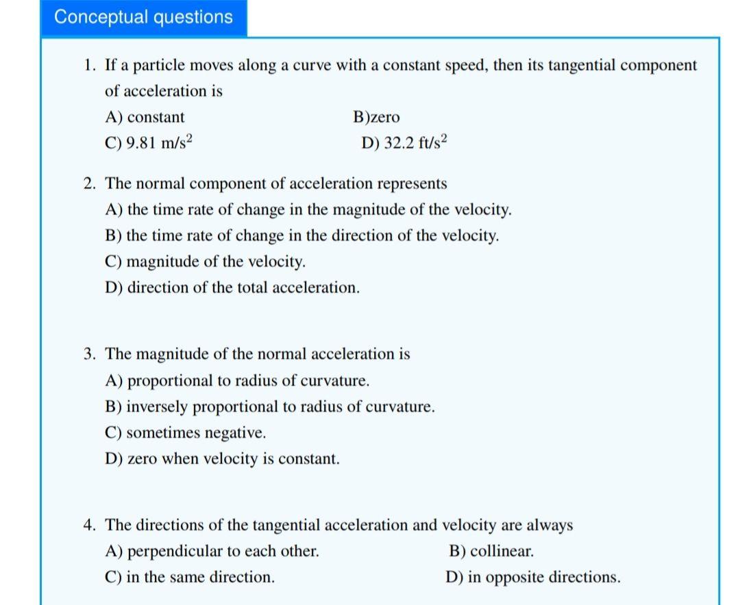 Solved Conceptual questions 1. If a particle moves along a | Chegg.com