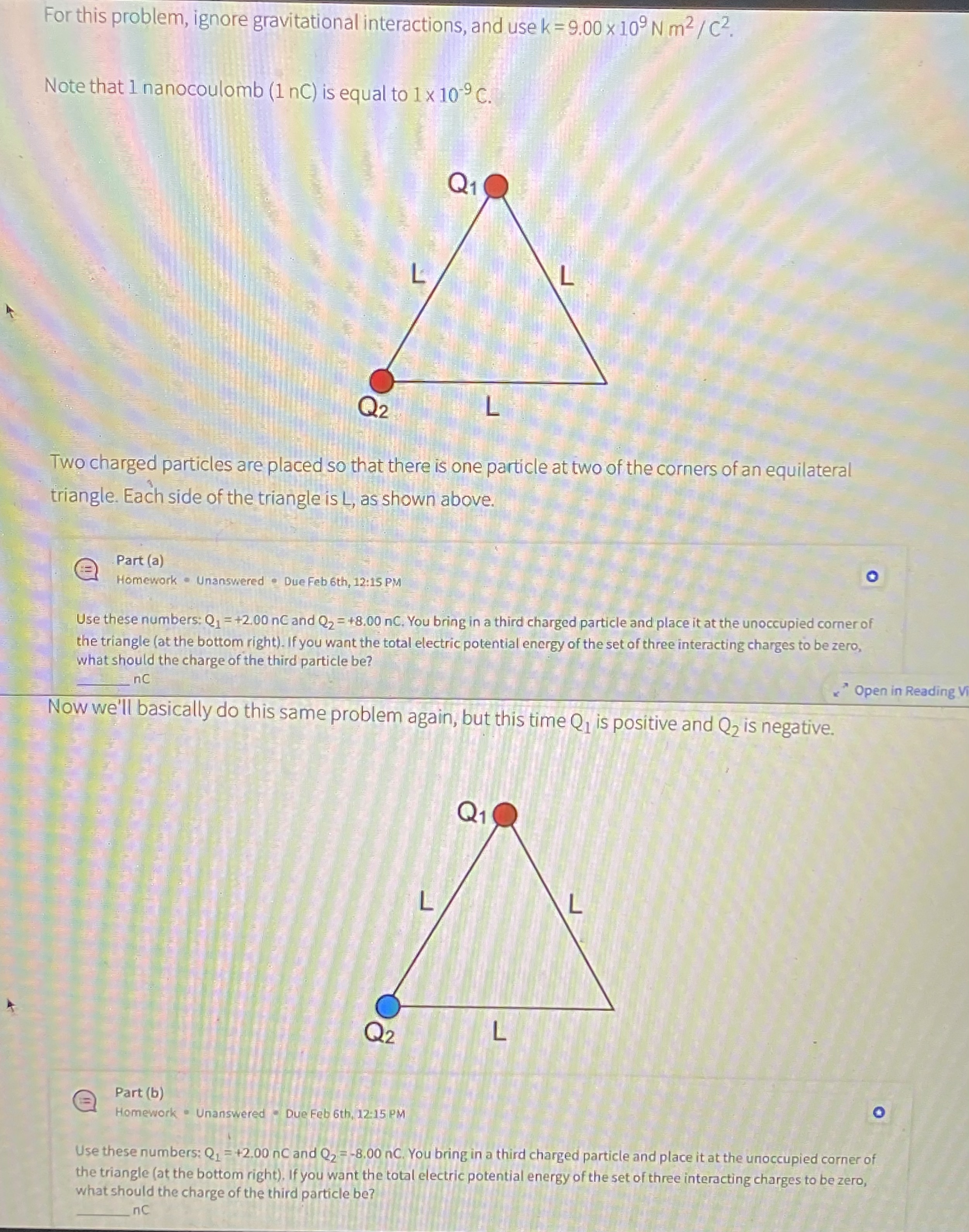 Solved parts a and b (charges in a triangle) | Chegg.com