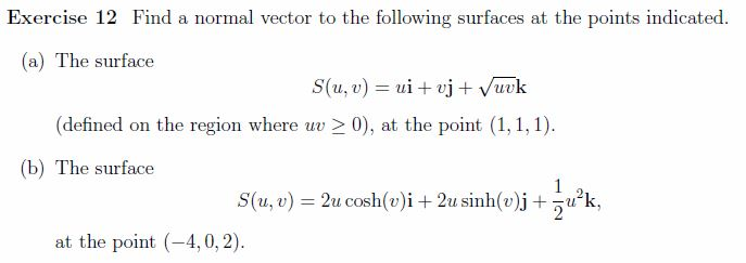 Solved Exercise 12 Find a normal vector to the following | Chegg.com
