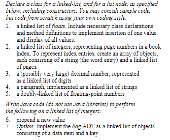Solved Declare a class for a linked-list, and for a list | Chegg.com