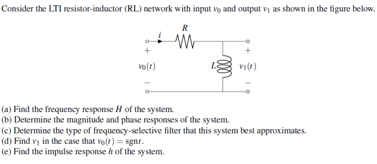 Solved Consider the LTI resistor-inductor (RL) ﻿network with | Chegg.com