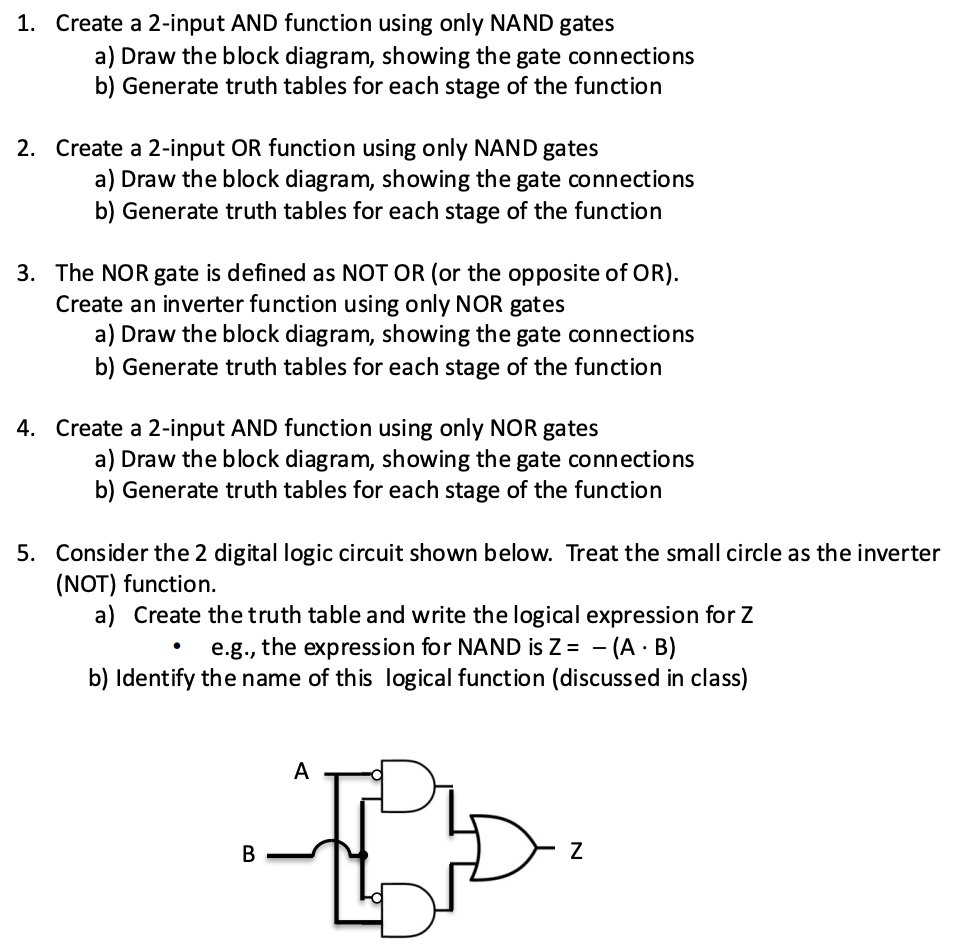 Solved 1. ﻿Create a 2-input AND function using only NAND | Chegg.com
