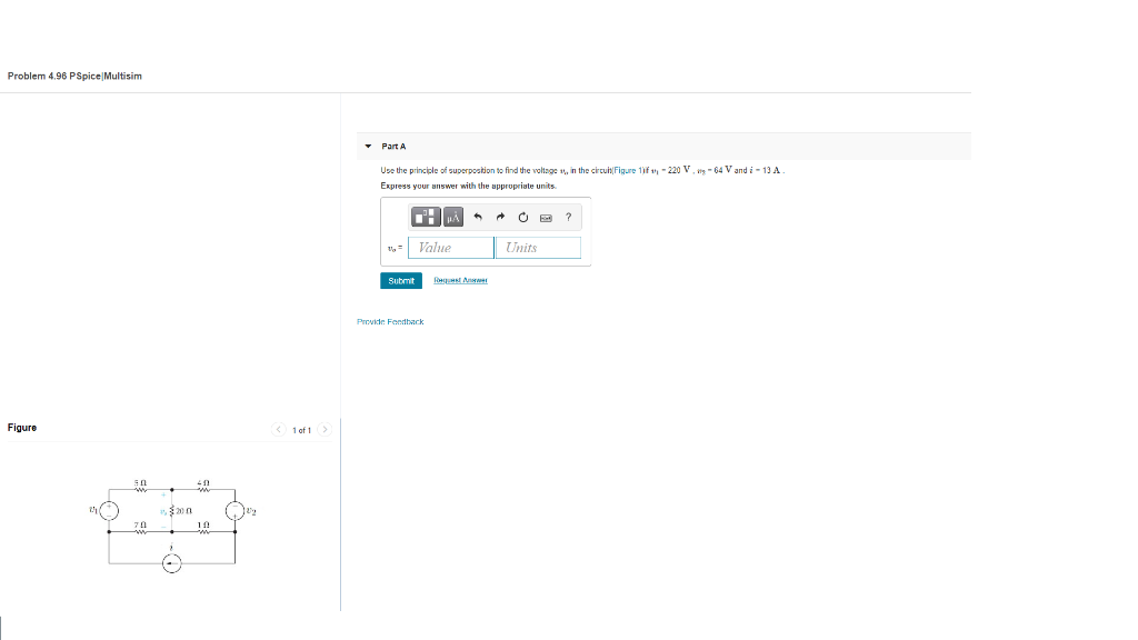 Solved Problem 4.96 PSpice Multisim Part A Use the principle | Chegg.com
