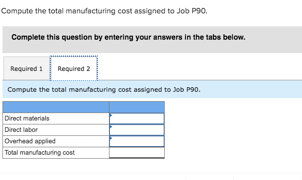 Solved Compute the total manufacturing cost assigned to Job | Chegg.com