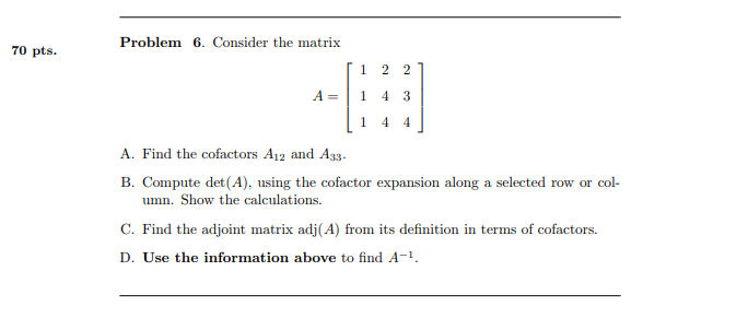 Solved Problem 4. In each part, use row operations to | Chegg.com