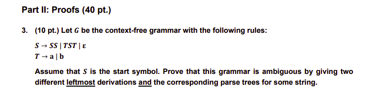 Solved Part II: Proofs (40 pt.) 3. (10 pt.) Let G be the | Chegg.com