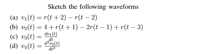 Solved Sketch the following waveforms (a) | Chegg.com