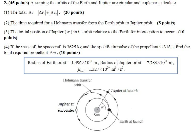 Solved 2. (45 points) Assuming the orbits of the Earth and | Chegg.com