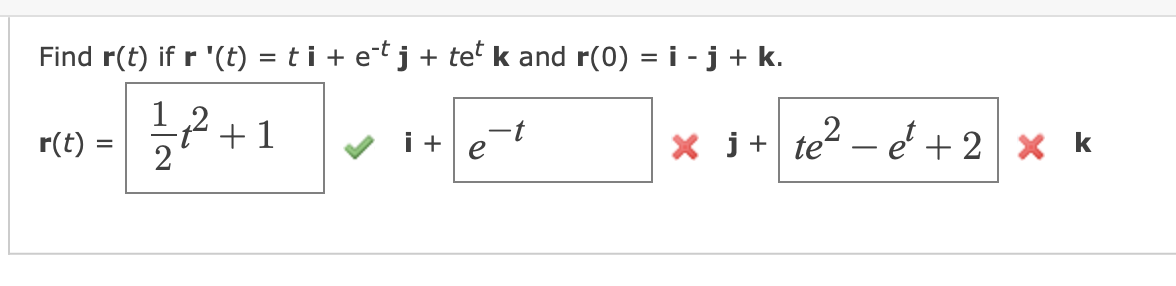 Solved Find r(t) if r′(t)=ti+e−tj+tetk and r(0)=i−j+k. r(t)= | Chegg.com