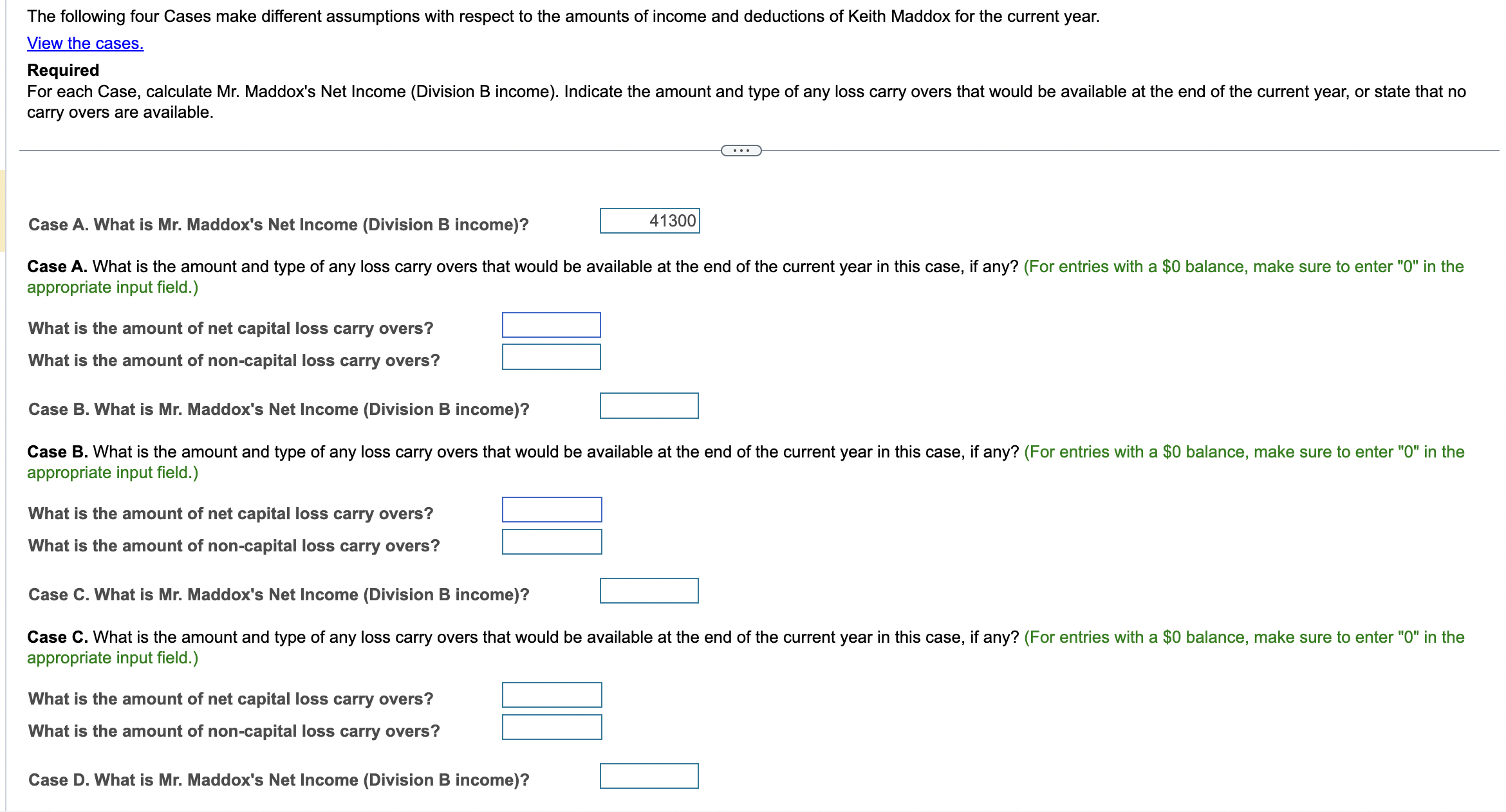 Solved CasesThe following four Cases make different | Chegg.com