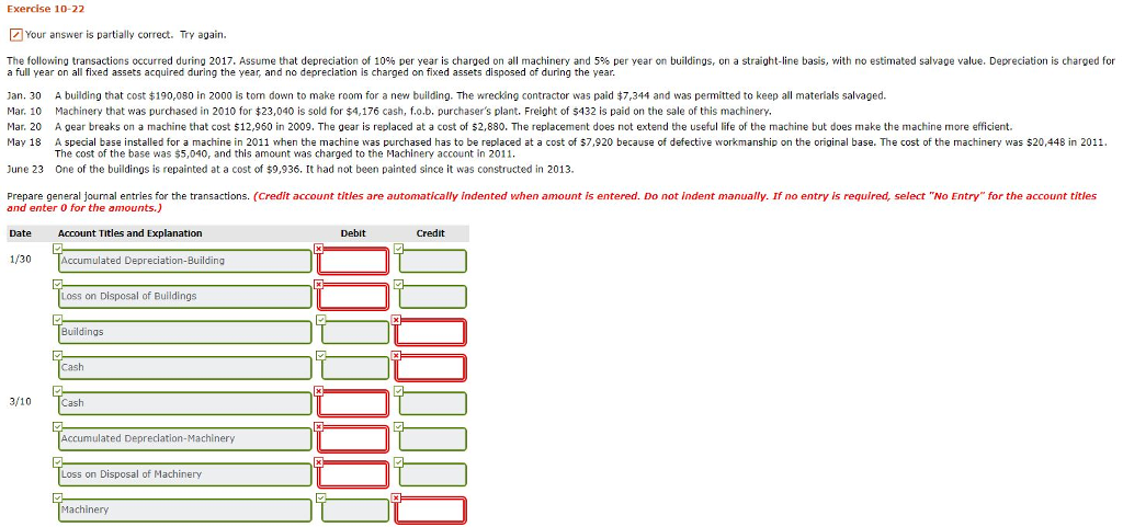 Solved Exercise 10-22 Your answer is partially correct. Try | Chegg.com
