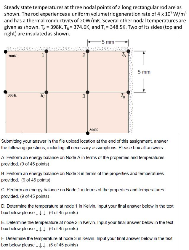 Solved Steady state temperatures at three nodal points of a | Chegg.com