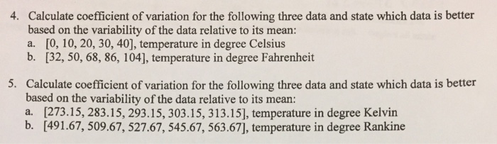 Solved Calculate coefficient of variation for the following | Chegg.com