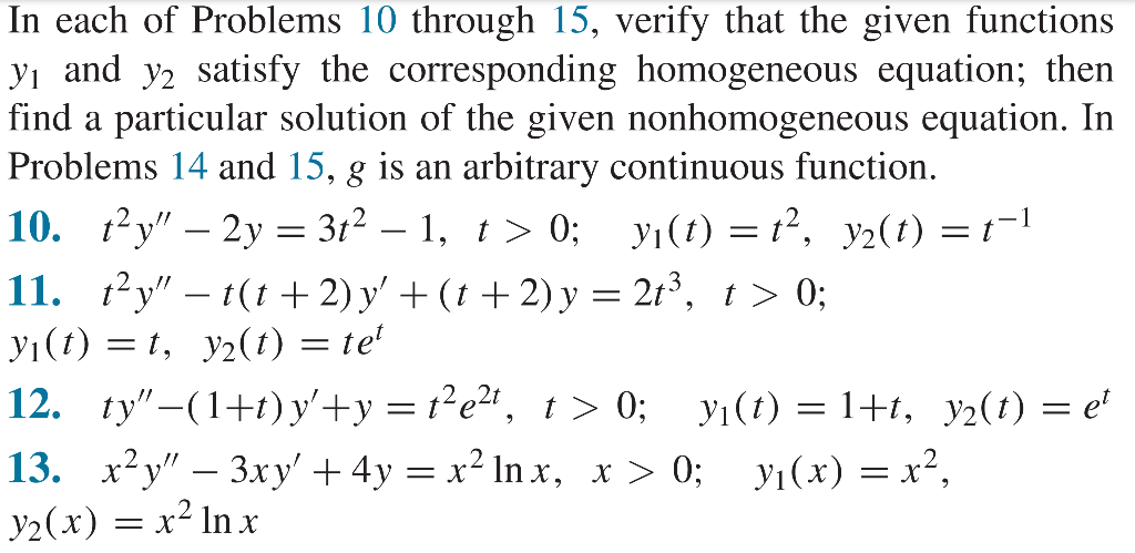 Solved In each of Problems 10 through 15, verify that the | Chegg.com