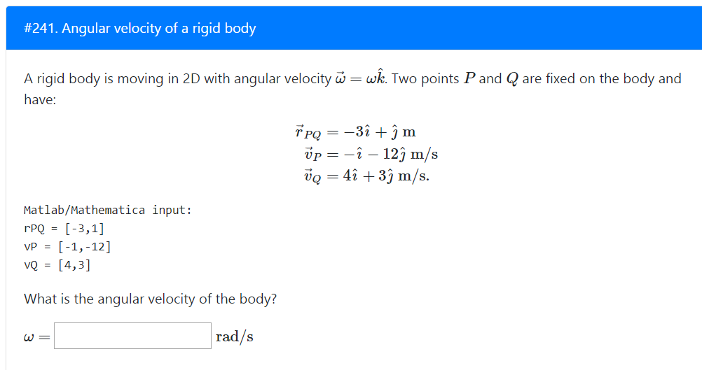 Solved #241. Angular velocity of a rigid body A rigid body | Chegg.com