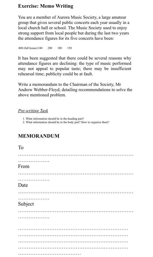 Solved Exercise: Memo Writing You are a member of Aurora | Chegg.com