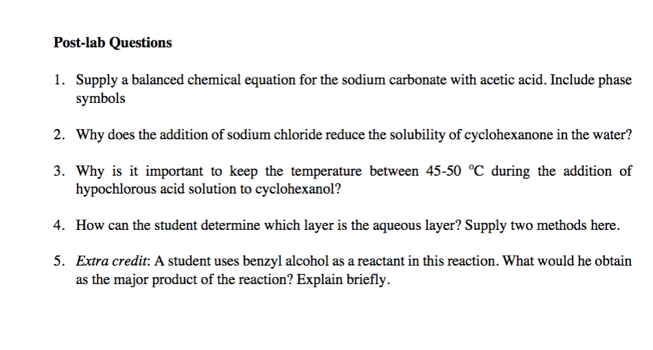 Solved Experiment 2: Oxidation of Cyclohexanol with | Chegg.com