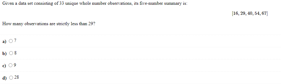 Solved Given a data set consisting of 33 unique whole number | Chegg.com