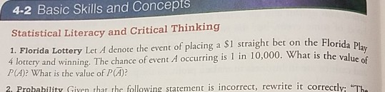 Solved 4-2 Basic Skills and Concepts Statistical Literacy | Chegg.com